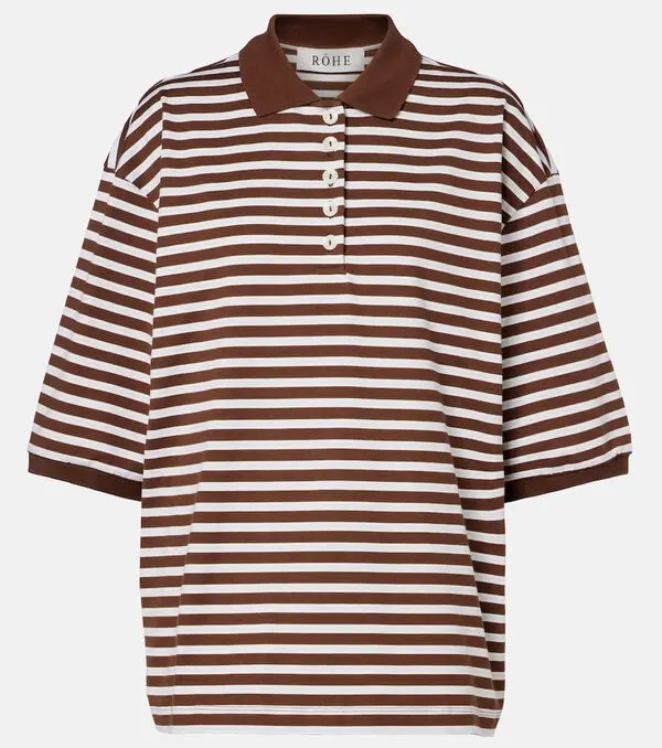RÓHE Striped Oversized Cotton Polo Shirt