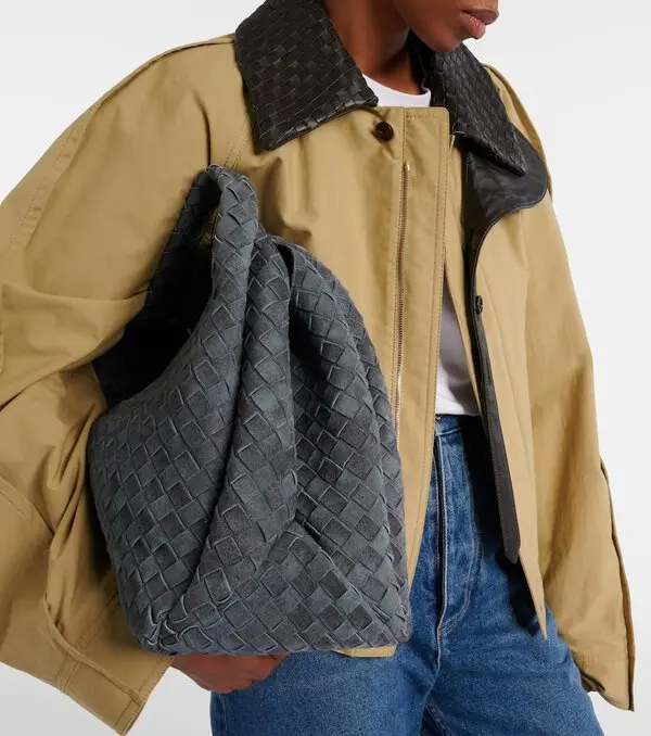 Bottega Veneta Campana Intrecciato Large Suede Tote Bag