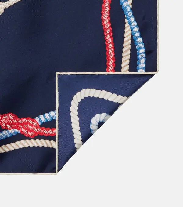 Prada Printed Silk Twill Scarf - Blue