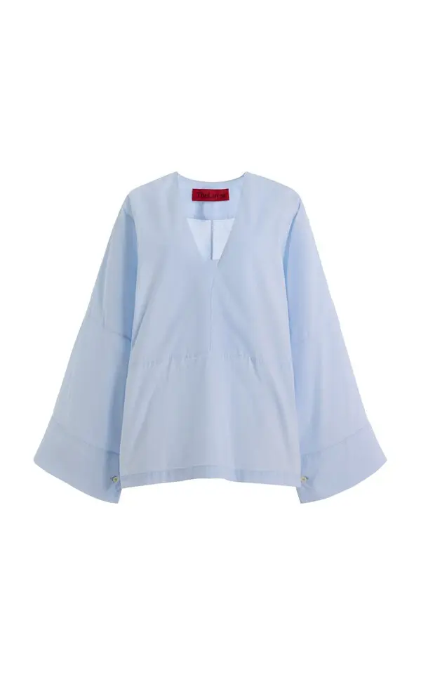 THE LATEST Dana Cotton Poplin Top - Blue