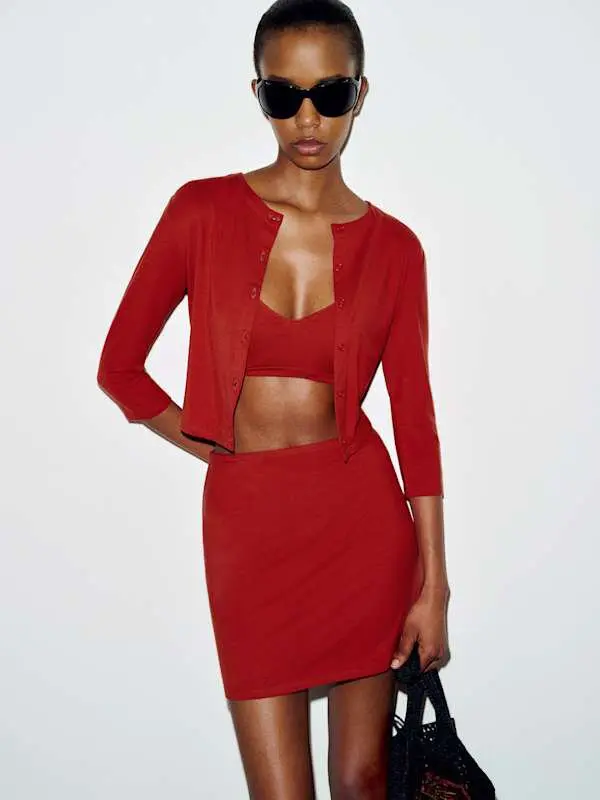 REFORMATION Ava Knit Three Piece Set - Red
