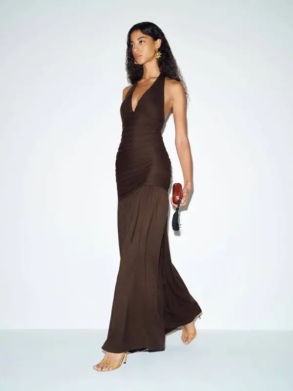 REFORMATION Hugo Knit Maxi Dress - Brown