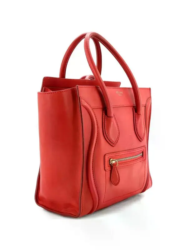 Celine Luggage Bag Smooth Leather Micro Tote Bag - Red