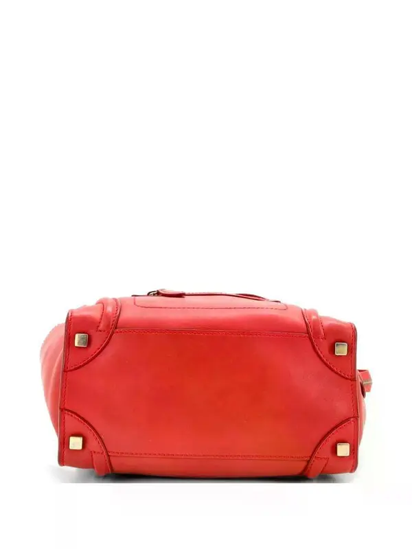 Celine Luggage Bag Smooth Leather Micro Tote Bag - Red