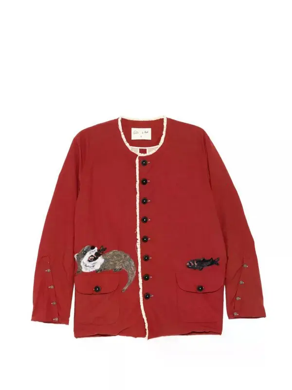 GG IN RED Appliqué Buttoned Jacket