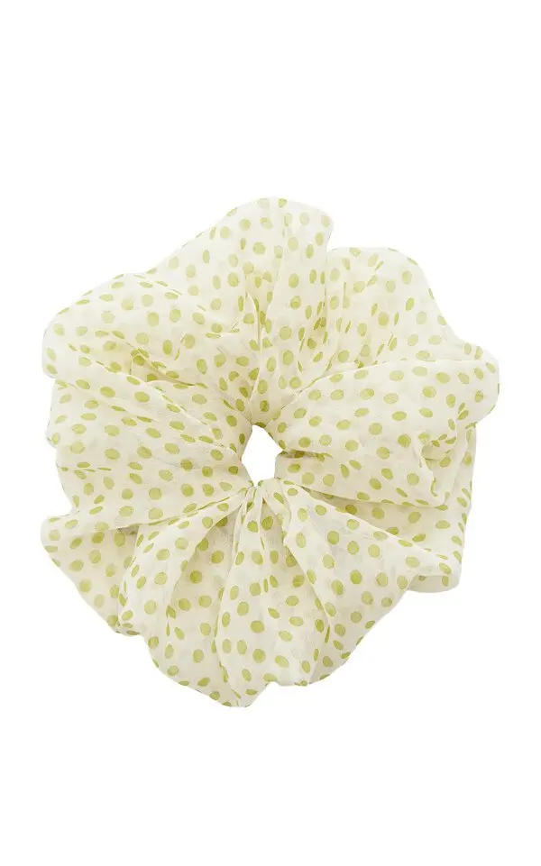 LELET NY Juliette Polka-dot Silk Organza Scrunchie - Green