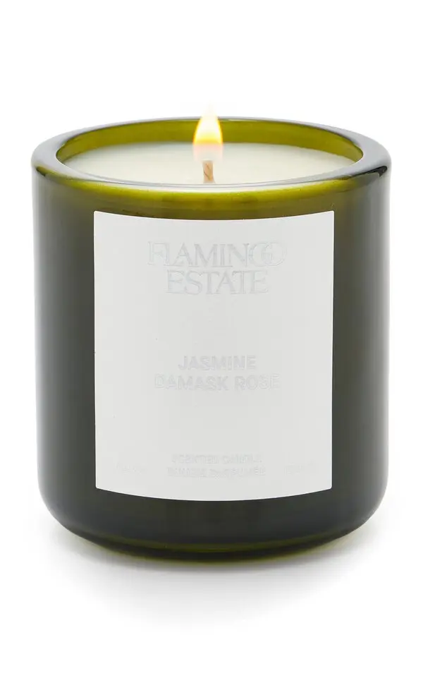 FLAMINGO ESTATE Jasmine Damask Rose Candle - Green