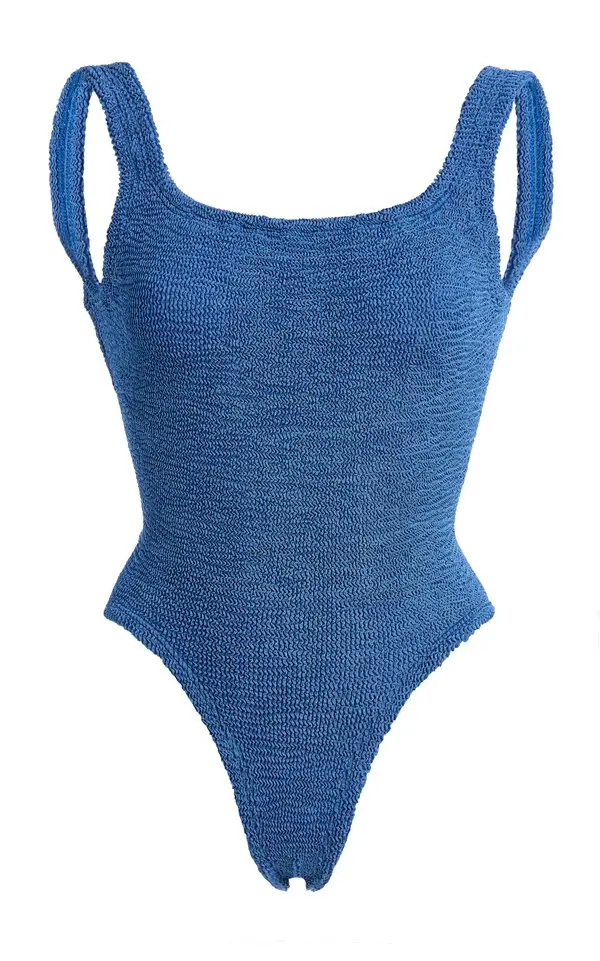 Hunza G Square Neck One-piece Swimsuit - Blue