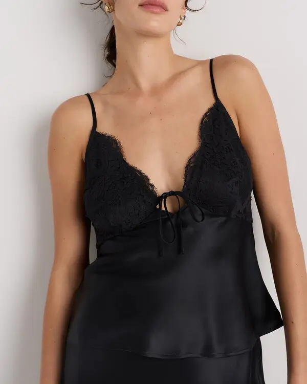 Quince Lace Cutout Cami - Black