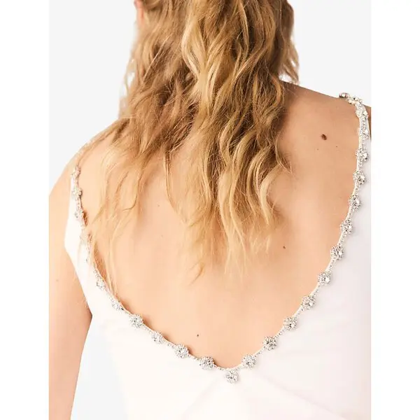Maje Sleeveless Jewelled-collar Taffeta Cropped Top
