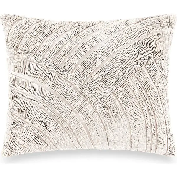 Donna Karan New York Foil Printed Pleated Cotton & Linen Accent Pillow - Silver/ivory