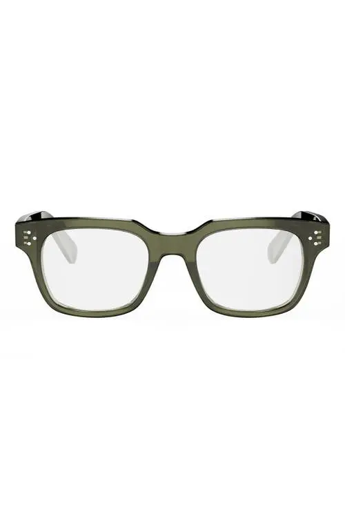 Celine 3 Dots 50mm Geometric Eyeglasses - Shiny Dark Green