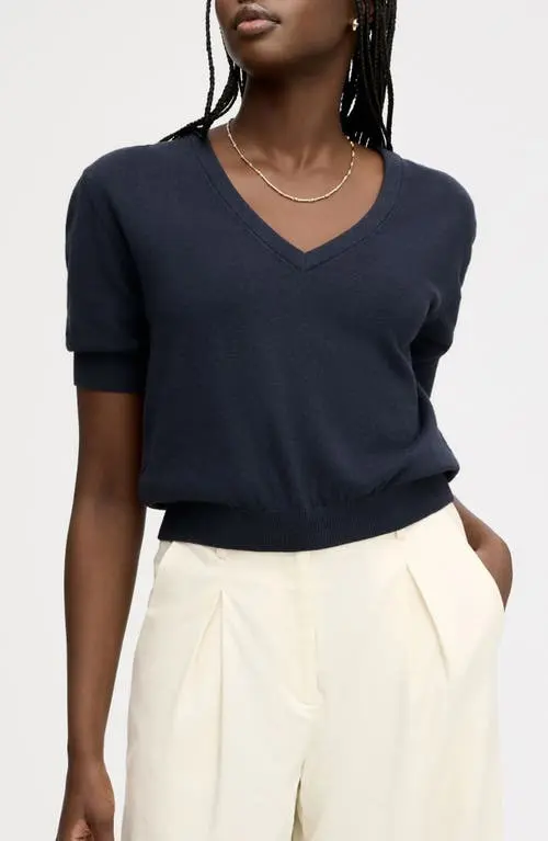 Sam Edelman Cropped V-neck Sweater - Navy