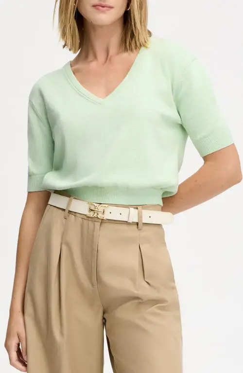 Sam Edelman Cropped V-neck Sweater - Willow