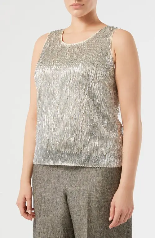 Marina Rinaldi Celebre Sequin Sleeveless Top - Silver