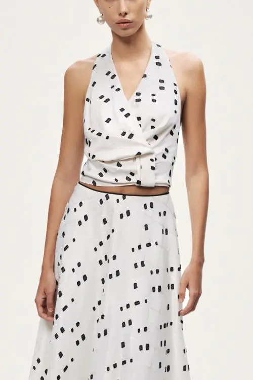 NOCTURNE Printed Halter Blouse