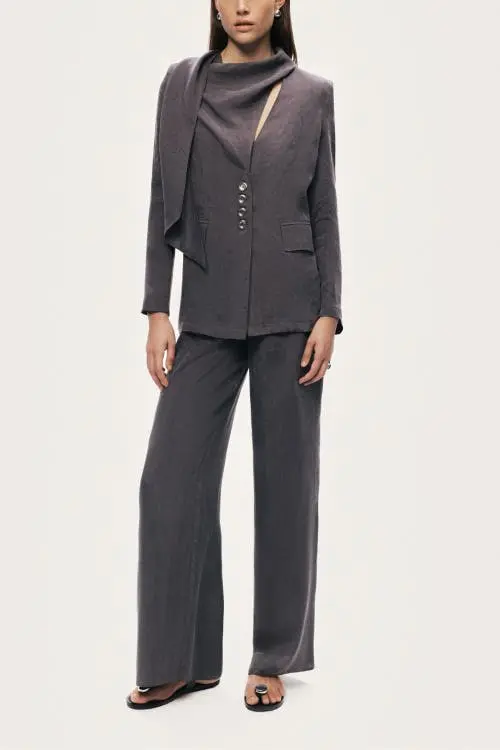 NOCTURNE Asymmetrical Draped Tailored Jacket