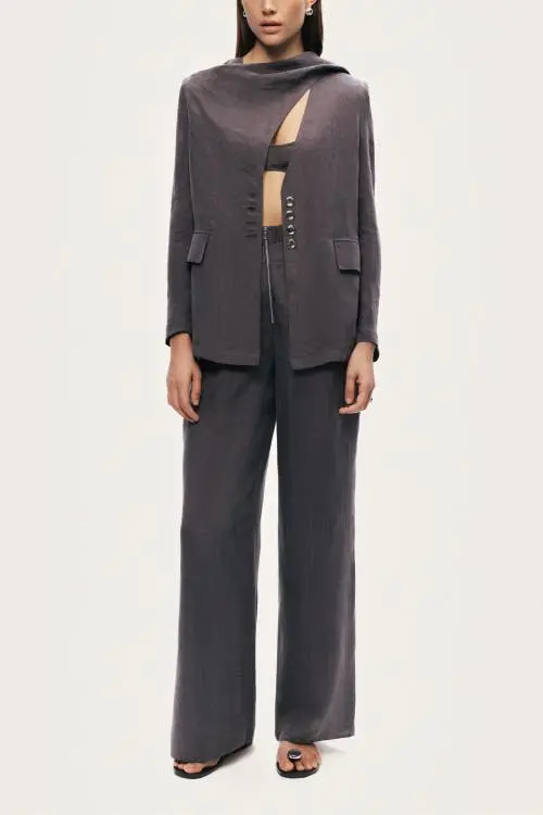 NOCTURNE Asymmetrical Draped Tailored Jacket