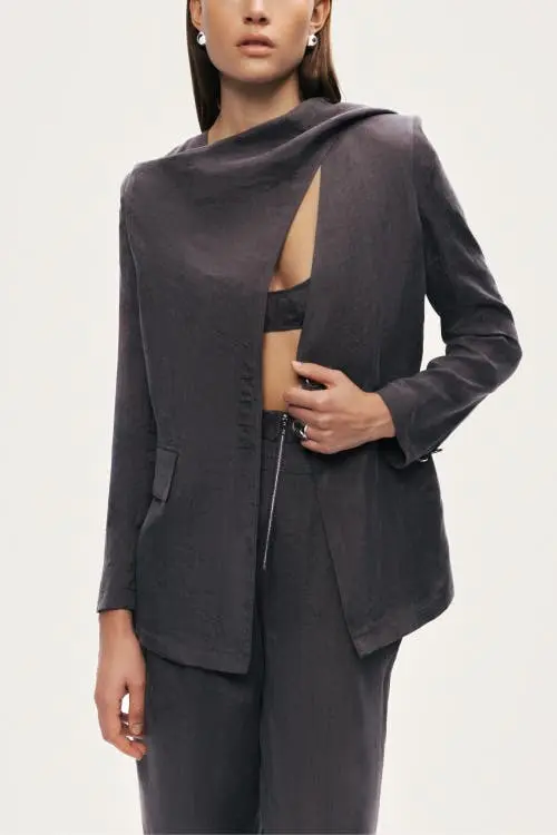 NOCTURNE Asymmetrical Draped Tailored Jacket