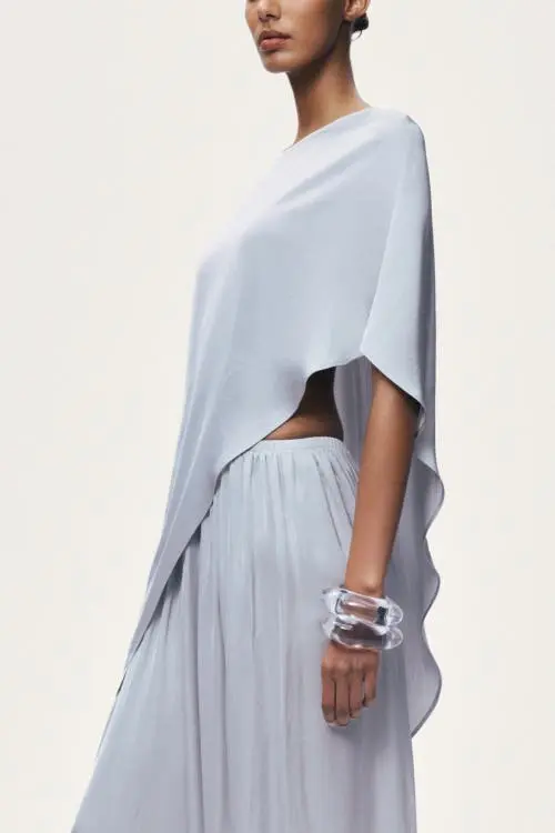NOCTURNE Draped Cape Blouse - Grey