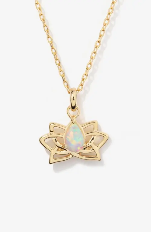 LITTLE SKY STONE Lotus Opal Charm Necklace - Gold With Opal