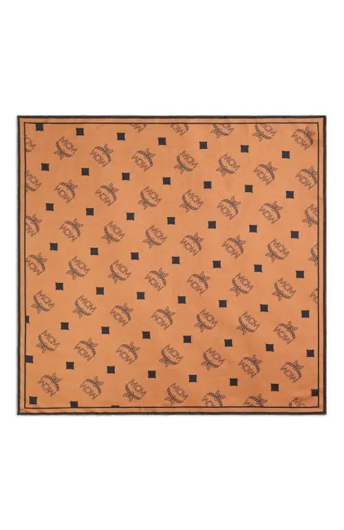 Mcm Monogram Print Bandana Scarf - Cognac