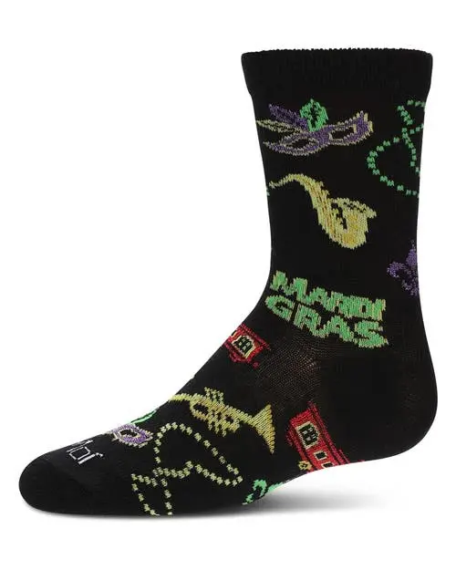 MEMOI Mardi Gras Crew Socks - Black