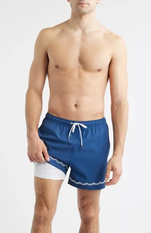 MAVRANS Waves Embroidered Swim Trunks