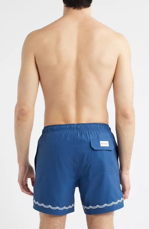 MAVRANS Waves Embroidered Swim Trunks