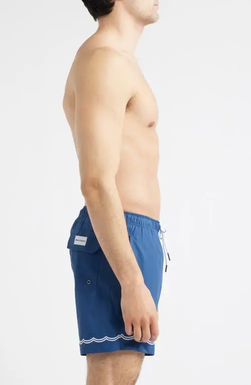 MAVRANS Waves Embroidered Swim Trunks