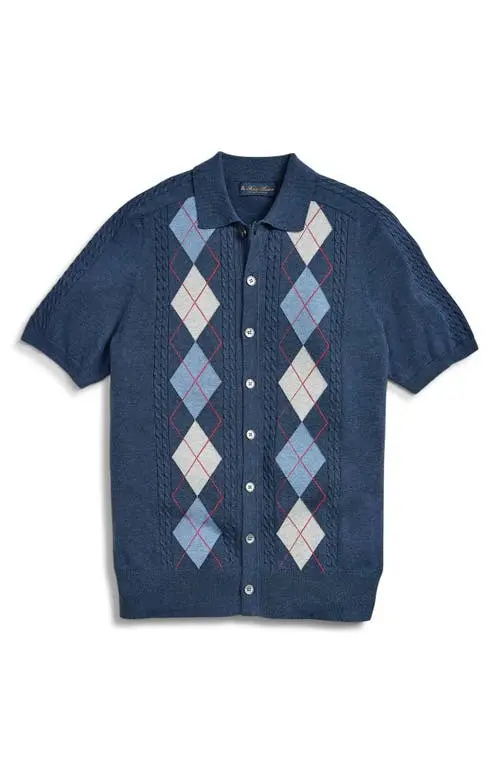 Brooks Brothers Collared Argyle Cotton Cardigan
