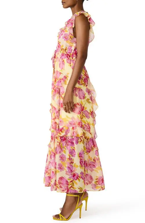 Steve Madden Floral Print Ruffle Maxi Dress