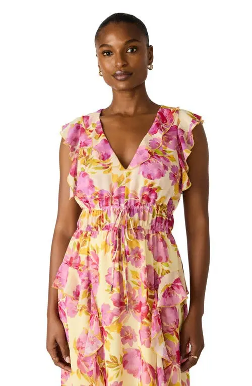 Steve Madden Floral Print Ruffle Maxi Dress