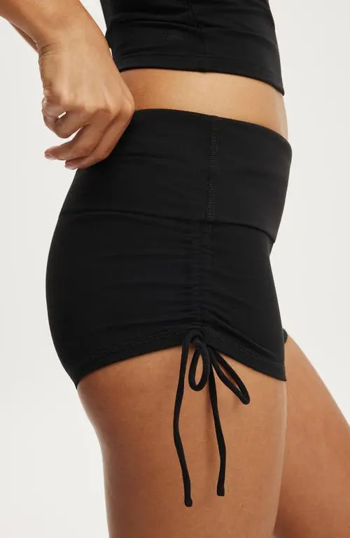 Cotton:on Active Ultra Soft Tie Side Roll Over Micro Short - Black