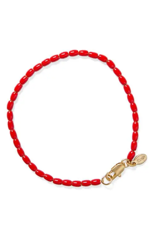 Clare V. Enamel Barrel Bead Bracelet - Poppy