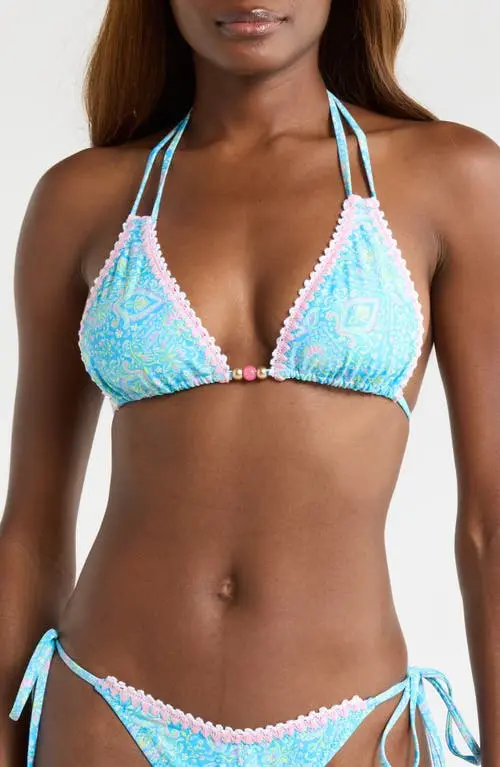 KULANI KINIS Embroidered Crochet Trim Bikini Top - Stargaze