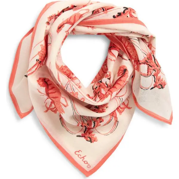 Echo Shrimp Boat Cotton Scarf - Coral