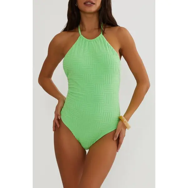 Beach Riot Kristy Halter One-piece Swimsuit - Lime Green