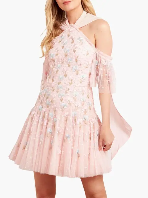 NEEDLE & THREAD Dandelion Ditsy Halter-neck Micro Mini Dress
