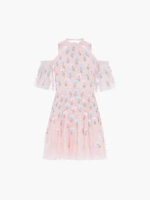 NEEDLE & THREAD Dandelion Ditsy Halter-neck Micro Mini Dress