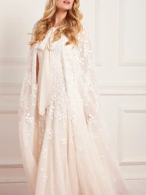 NEEDLE & THREAD Scatter Blossom Hooded Long Cape