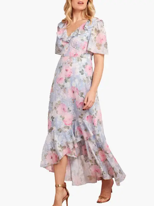 NEEDLE & THREAD Camille’s Garden V-neck Ankle Gown