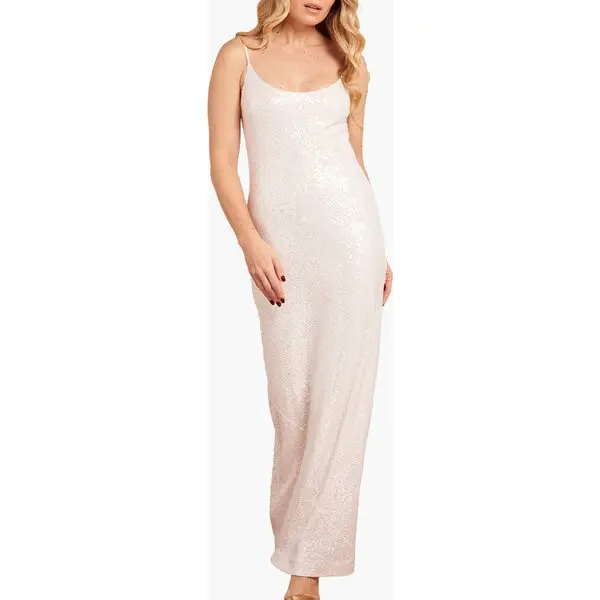 NEEDLE & THREAD Yvonne Sequin Cami Gown - Cream
