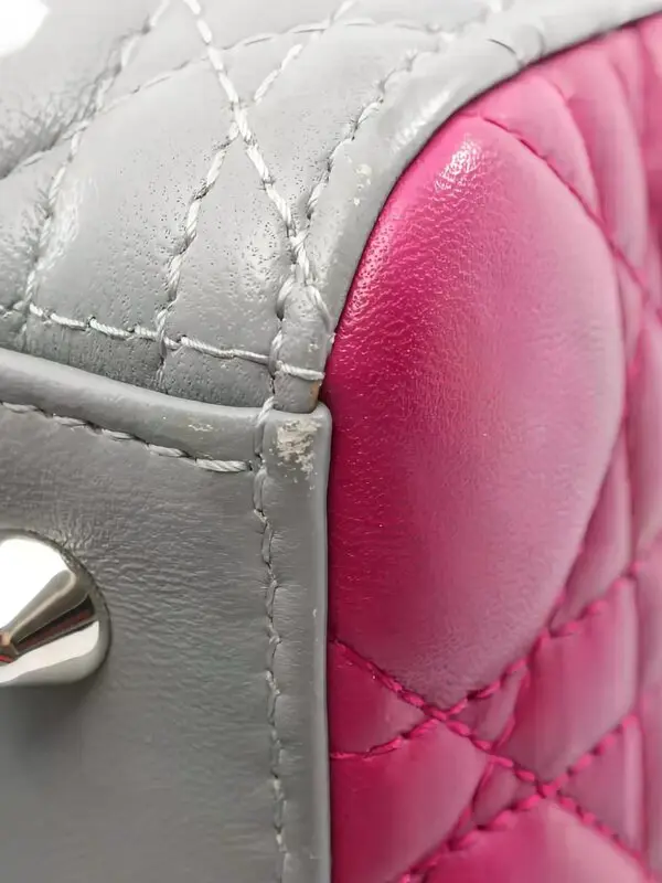 Dior 2010s Lady Canage Leather Tote Bag - Grey