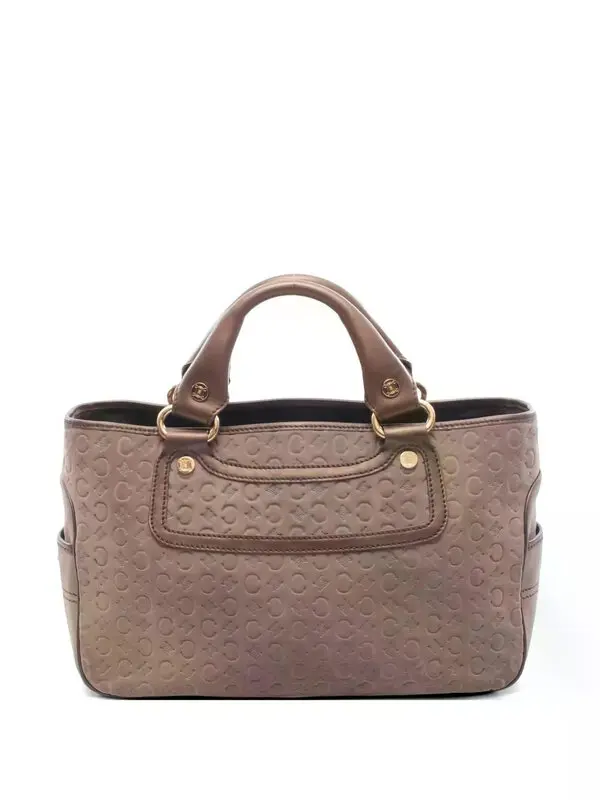 Celine 2000s C Debossed Leather Boogie Tote Bag - Neutrals