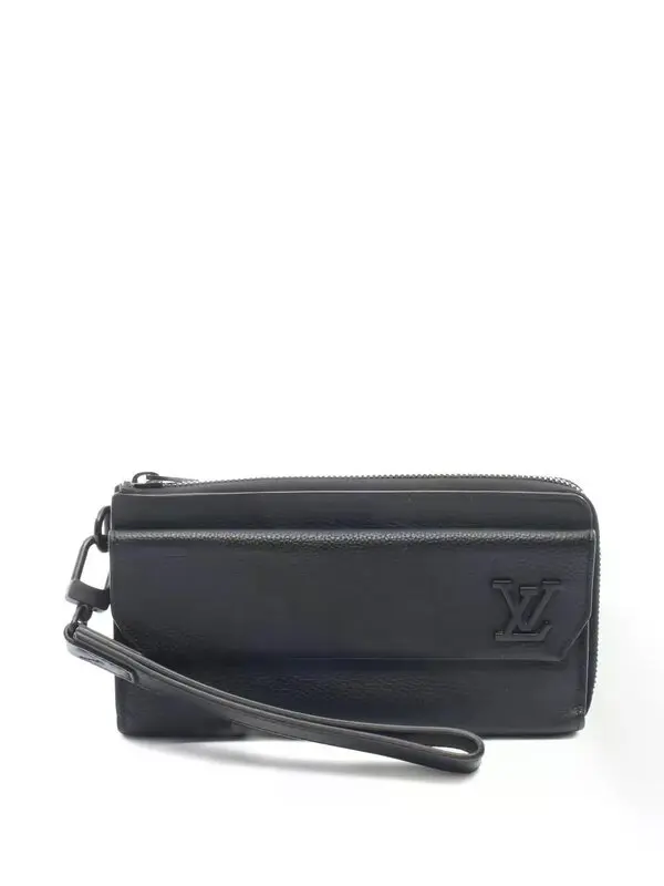 LOUIS VUITTON 2000s Aerogram Noir L-shaped Zipper Long Wallet - Black