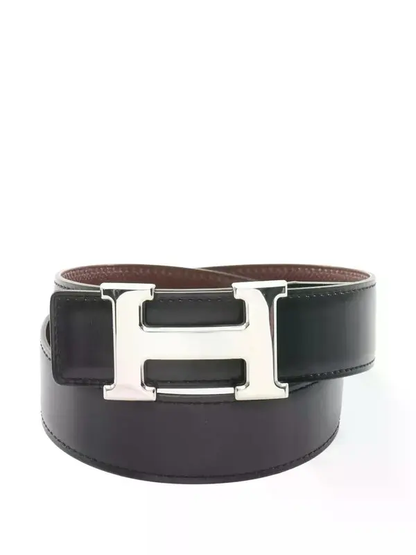 Hermès 1997 Constance H-detail Reversible Leather Belt - Black