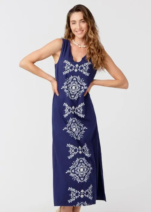 CABANA LIFE Essential Maxi Dress With Side Slit - Navy