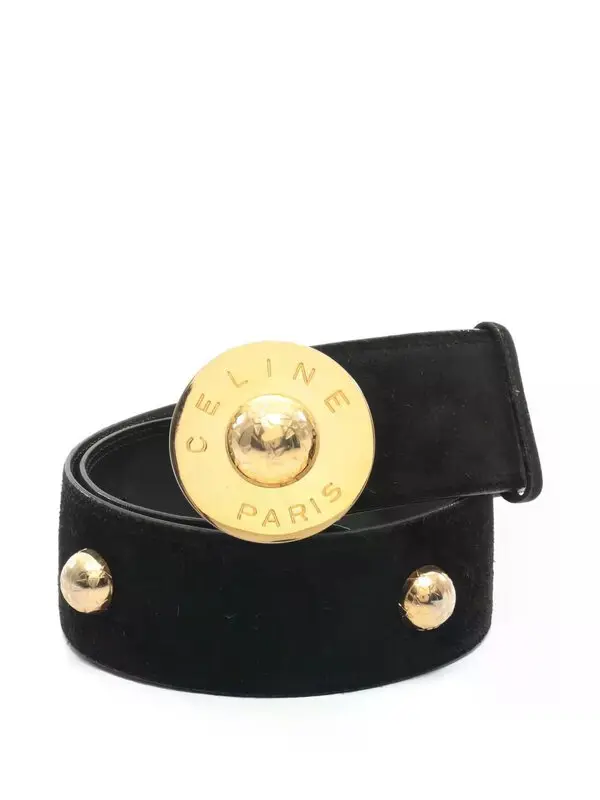 Celine 2000s Star Ball Suede Belt - Black