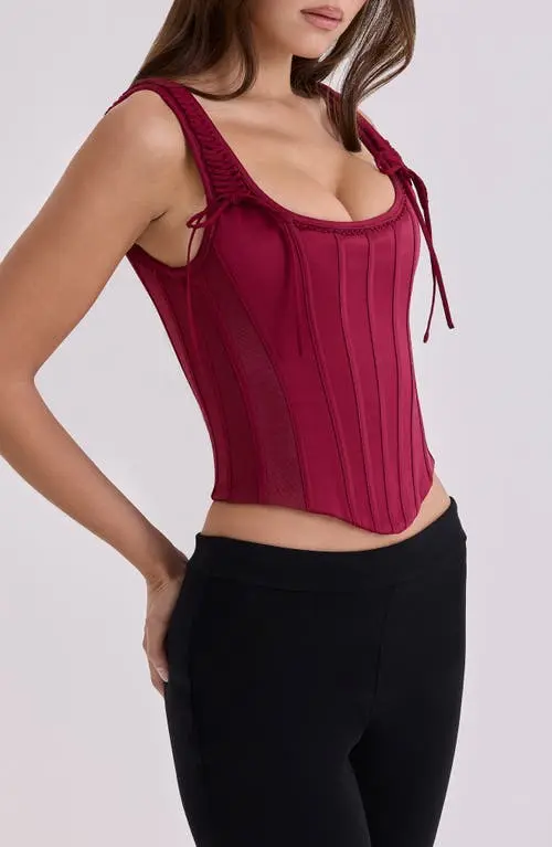 House Of Cb Iman Satin Corset Top - Wine